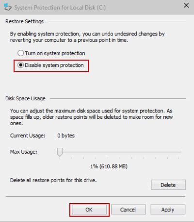Turn On Or Off System Protection For Hard Disk In Windows 10