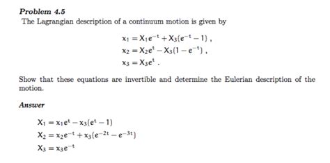 solved problem 4 5 the lagrangian description of a continuum