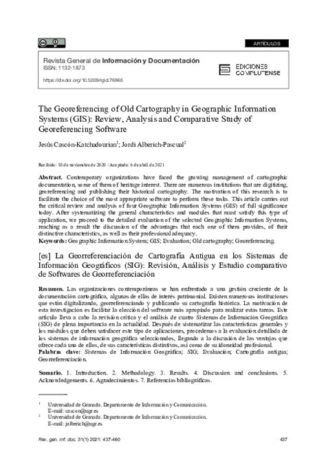 Pdf The Georeferencing Of Old Cartography In Geographic Information Systems Gis Review