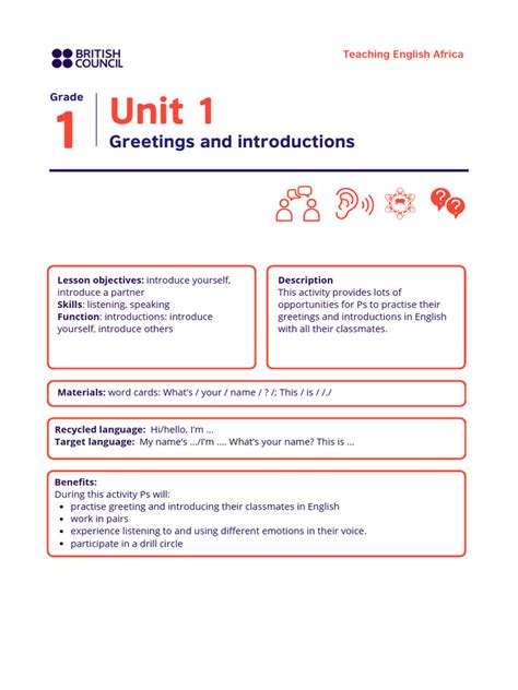 Activities Grade1 Unit1 Greetingsandintroductions0 Pdf