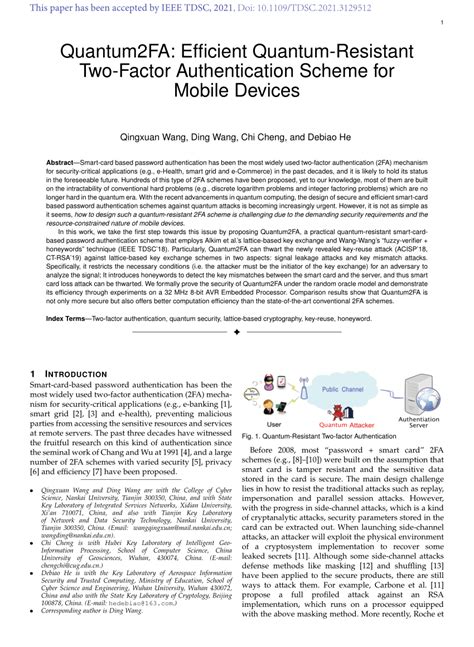Pdf Quantum Fa Efficient Quantum Resistant Two Factor Authentication