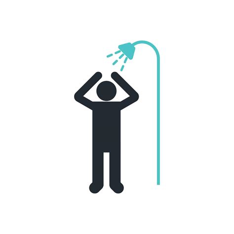 Illustration Of A Person Taking A Shower Vector Silhouette Icon