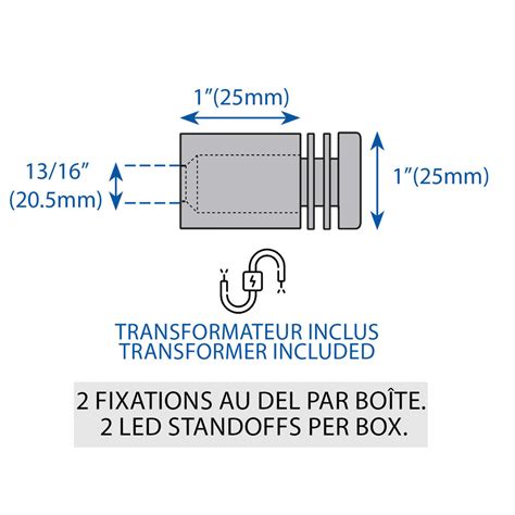 Led Standoffs ∅ 25mm 1″ Projection 25mm 1″ White Mustang