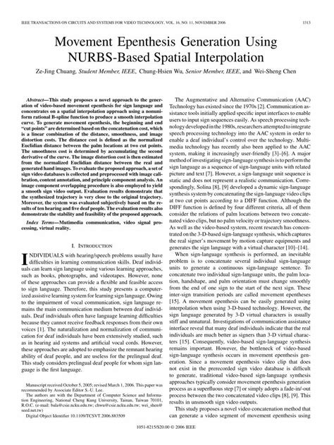 Pdf Movement Epenthesis Generation Using Nurbs Based Spatial
