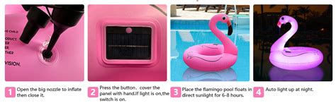 Amazon Tepoal Inflatable Flamingo Pool Floats With Lights Solar Powered Flamingo Swimming