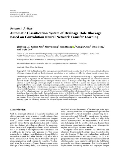 Pdf Automatic Classification System Of Drainage Hole Blockage Based On Convolution Neural
