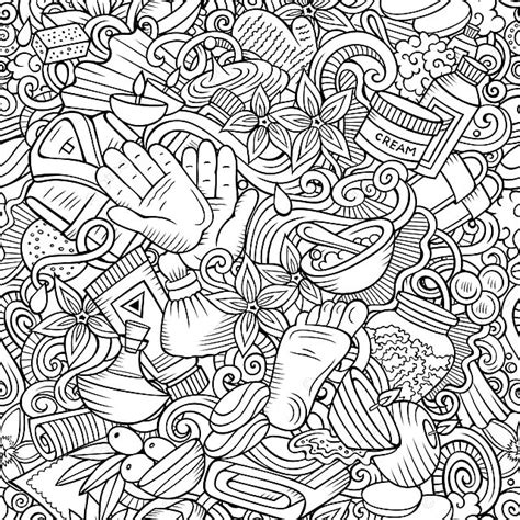 Massage Hand Drawn Doodles Seamless Pattern Background Cosmetic Woman