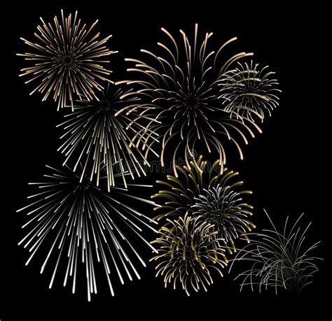Reeks Zilveren En Gouden Vuurwerk Vector Illustratie Illustration Of