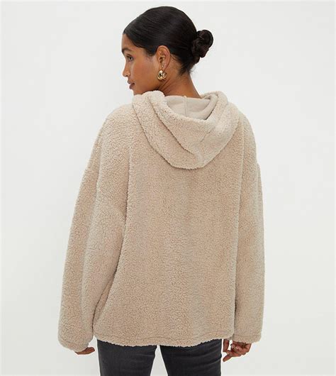Buy Dorothy Perkins Oversized Borg Hoodie With Drawcord And Pockets In
