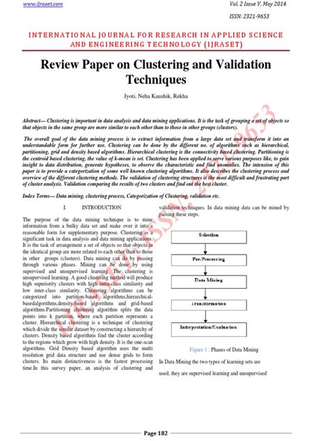 Review Paper On Clustering And Validation Techniques Pdf Cluster