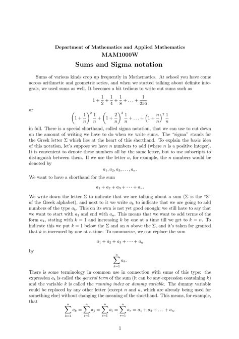 Solution Sums And Sigma Notation Studypool