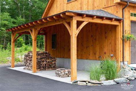 28 X 36 Newport With 10 X 28 Open Timber Frame Lean To And Timber Frame Eyebrow Roof