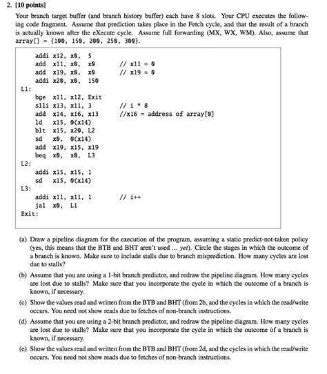 2 10 Points Your Branch Target Buffer And Branch