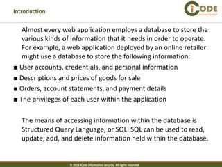Appsec SQL Injection Case Study PDF Databases Computer Software And Applications