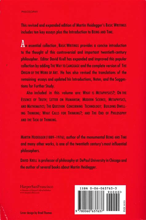 Martin Heidegger Basic Writings Edited By David Farrell Krell