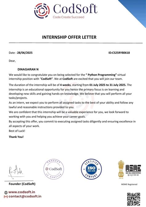 Im Excited To Share That Ive Been Selected For A Python Internship At