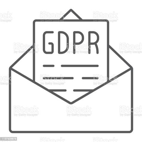 Gdpr 消息細線圖示 隱私和保護 包絡符號 向量圖形 在白色背景的線性圖案向量圖形及更多10號圖片 10號 一般資料保護規範 互聯網