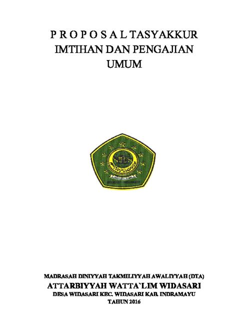 Contoh Proposal Tasyakkur Imtihan Dan Pengajian Umum Haflah