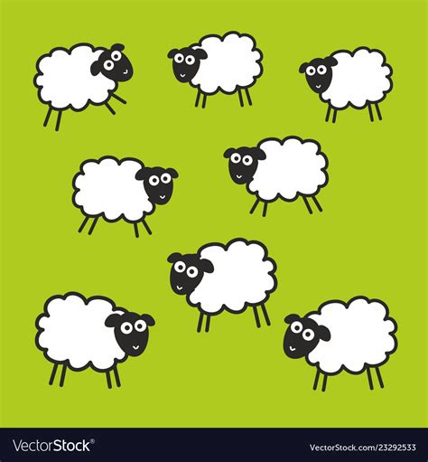 Pasture With Green Grass And Sheeps Royalty Free Vector