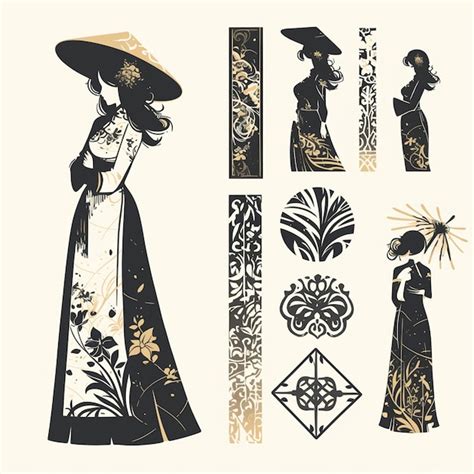 Vietnamese Ao Dai Dress Patterns With Elegant Designs Premium Ai