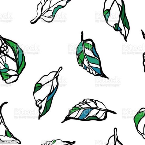 無縫圖案與葉子向量圖形及更多墨水圖片 墨水 夏天 大自然 Istock