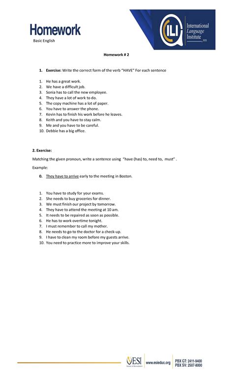 Week 4 Basic Level 14s 2 Ingles Basic English Homework 2 Exercise Write The Correct Form