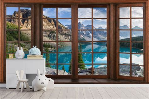 Nature View Fake Window Wallpaper Fake Window View Landscape Wall Decor