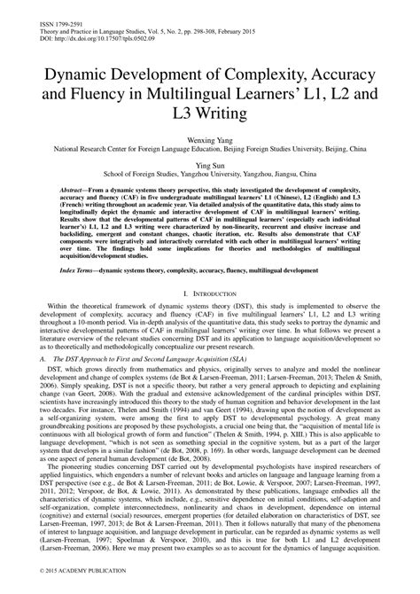 Pdf Dynamic Development Of Complexity Accuracy And Fluency In