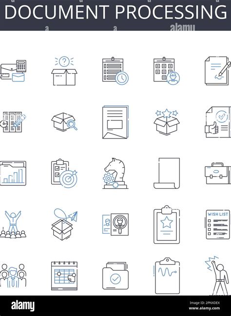 document processing line icons collection digital imaginary