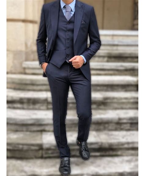 Abito Uomo Giovanile Blu 3 Pezzi Abbigliamento Uomo Gogolfunit