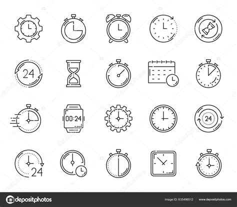 Timer Clock Outline Icons Alarm Stopwatch Calendar Timer Time Measuring Stock Vector By Timer Clock Outline Icons Alarm Stopwatch Calendar Timer Time Measuring Stock Vector By