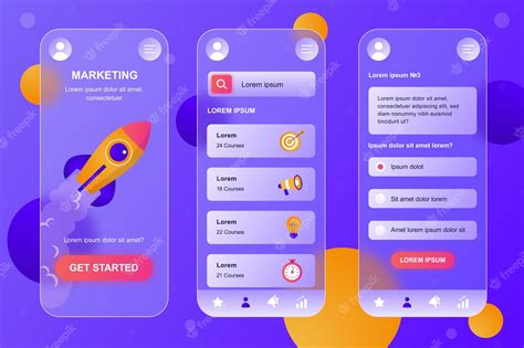 Premium Vector Marketing Glassmorphic Design Neumorphic Elements Kit For Mobile App Ui Ux Gui