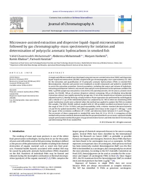 Microwave Assisted Extraction And Dispersive Liquid Liquid Microextraction Followed By Gas