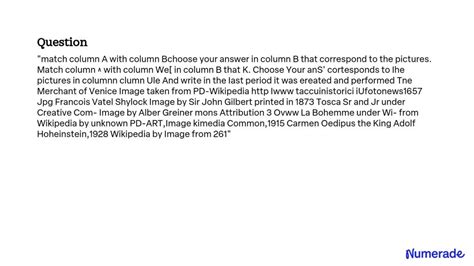 Solved Match Column A With Column B Choose Your Answer In Column B