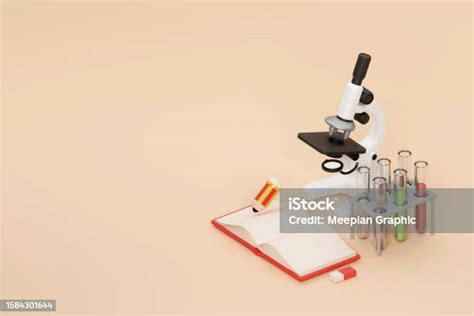 학생들이 있는 교육 실용 과학 실험실 전자 현미경 시험관 및 노트북 3d 렌더링 일러스트레이션 3차원 형태에 대한 스톡 사진 및 기타 이미지 Istock