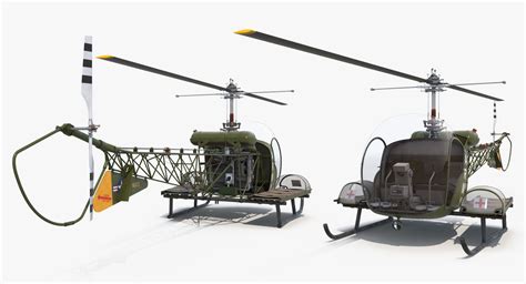 Bell H 13 Sioux United States Army 3d Model 129 3ds C4d Fbx Ma