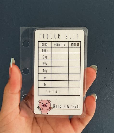 Mini Teller Slip Etsy