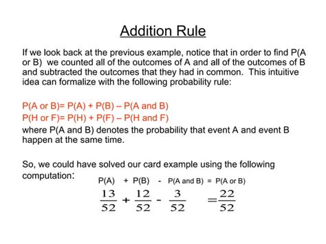 Addition Rule Of Probability Math 10ppt