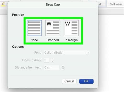 how to create a drop cap in microsoft word windows and mac