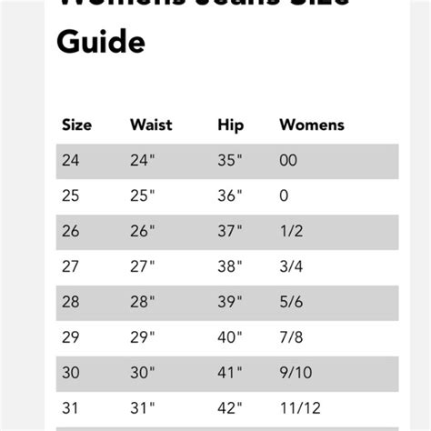 Jeans Size Guide Cm Risen Jeans Size Guide
