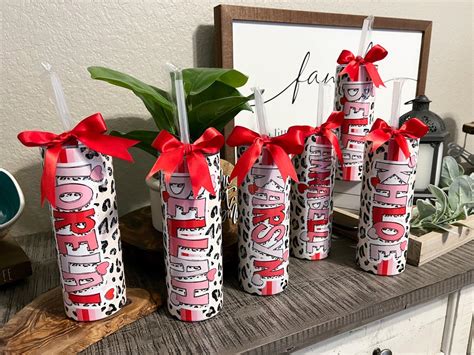 Valentines Leopard Name Shimmer Glitter Tumbler Tumvdayleo0520