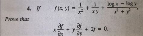 solved 4 if log x log y ху x2 y2 prove that af дх af