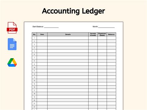 general ledger excel template