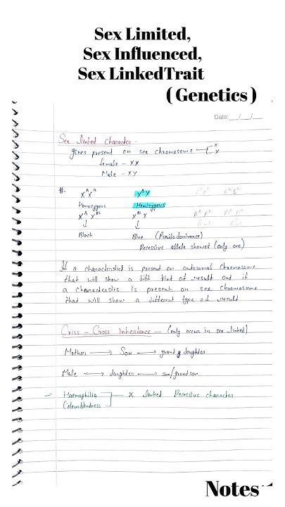 Sex Limited Traits And Sex Influenced Traits Sex Linked Inheritance