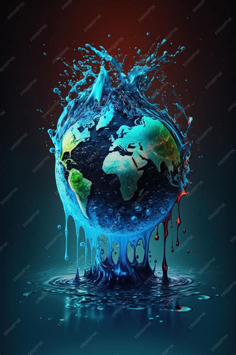 Premium Ai Image Planet Earth Splashing In Water Liquid On Black