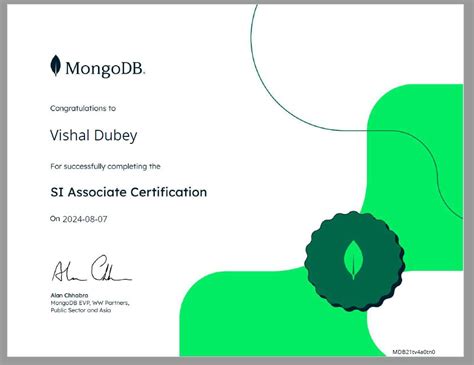 Vishal Dubey On Linkedin Mongodb Si Associate Certification