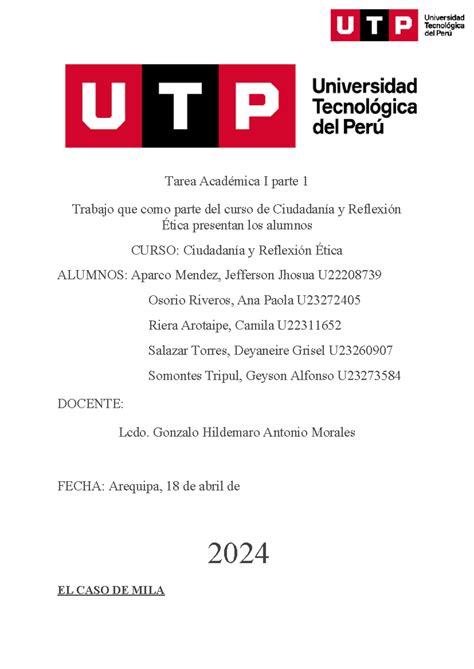 Ta 1 Ciudadanía Y Reflexión Ética Tarea Académica I Parte 1 Trabajo