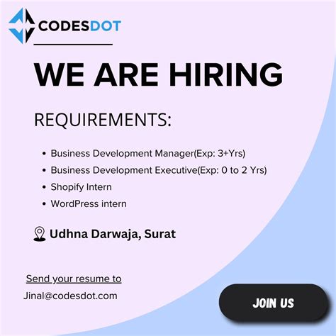 Codesdot Solution Llp On Linkedin Wearehiring Joinourteam