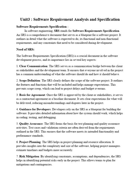 Unit3sesoftware Requirement Analaysisandspecification Pdf Software