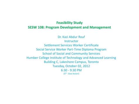 PPT Feasibility Study SESW Program Development And Management PowerPoint Presentation